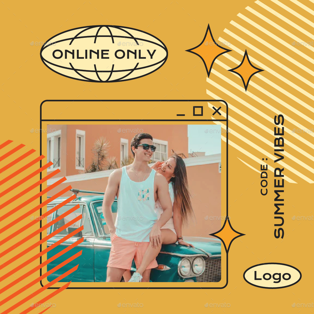 Colorful Retro Fashion Instagram, Web Elements | GraphicRiver