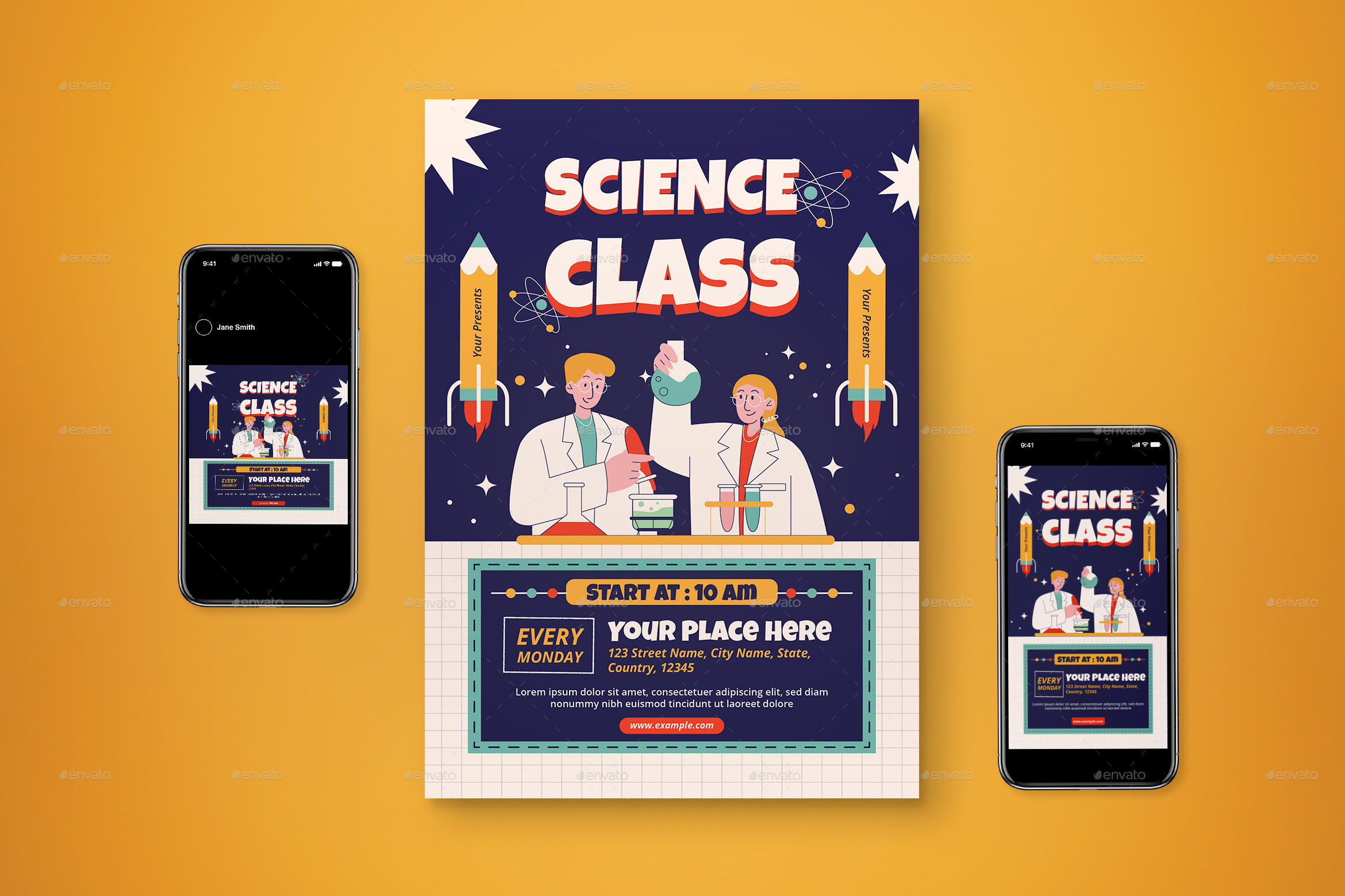 Science Class Flyer Set, Print Templates | GraphicRiver