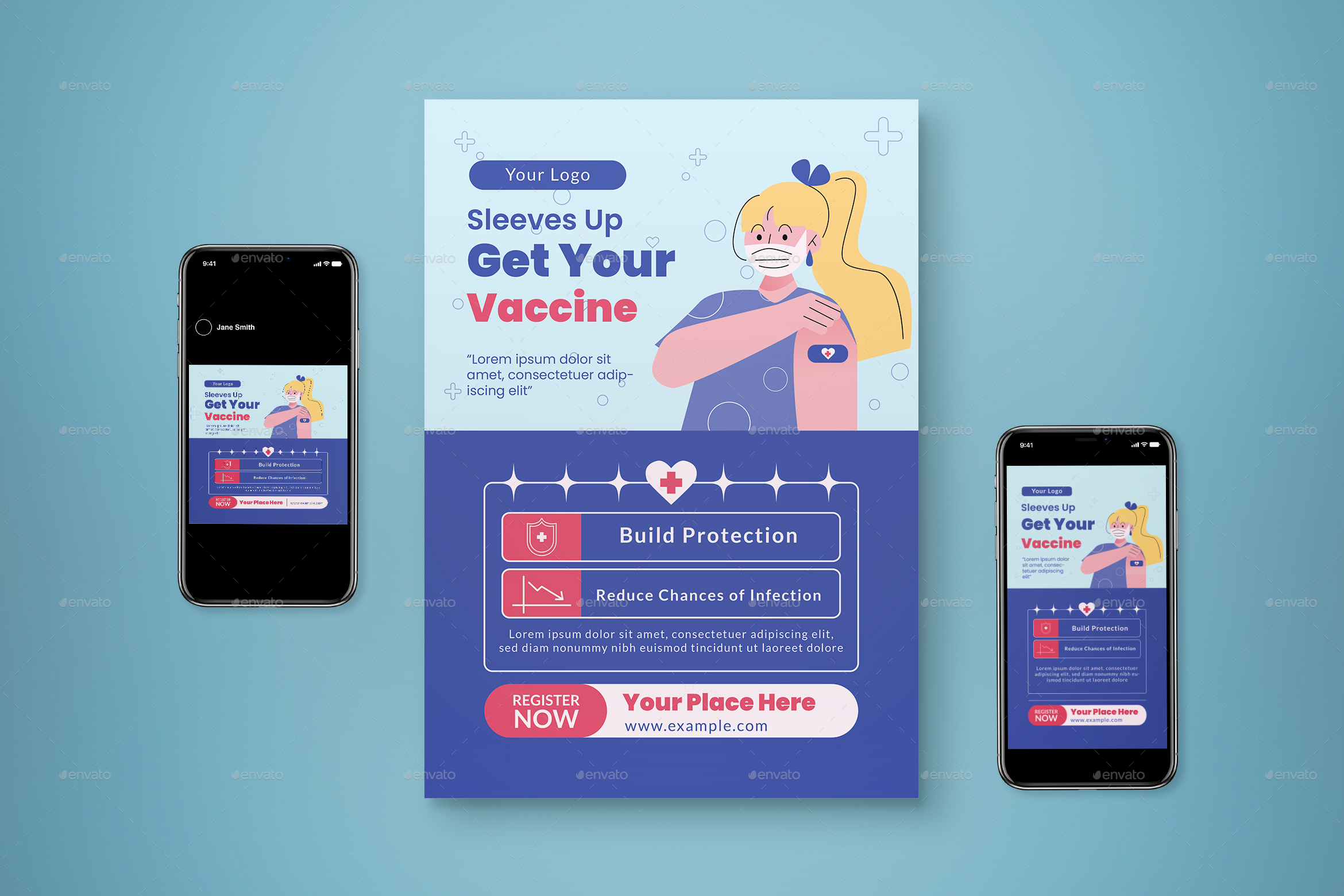Get Your Vaccine Flyer Set, Print Templates | GraphicRiver