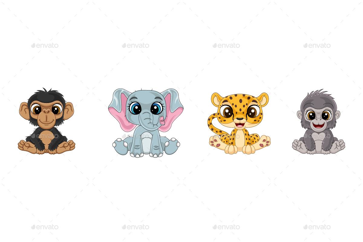 Set of Cartoon Twelve Little Animal Bundle, Vectors | GraphicRiver