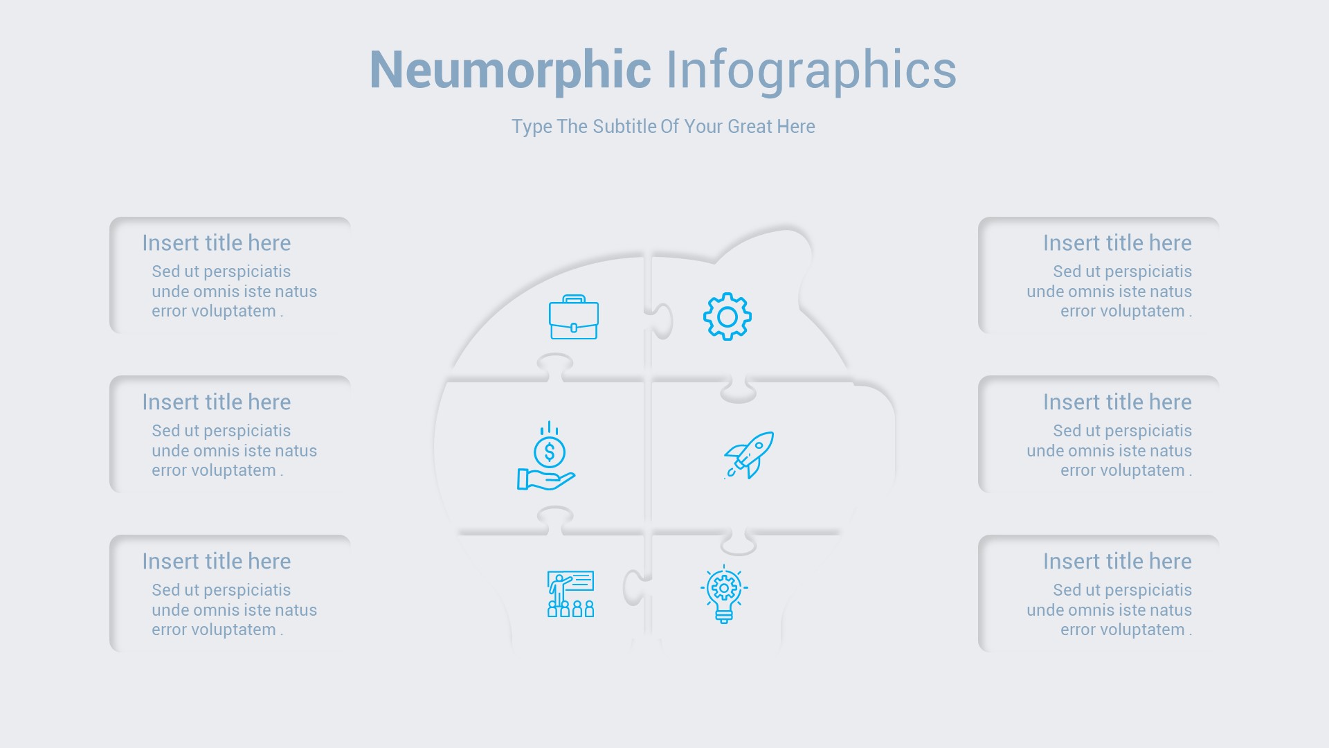 Neumorphic Infographics Google Slides Template, Presentation Templates