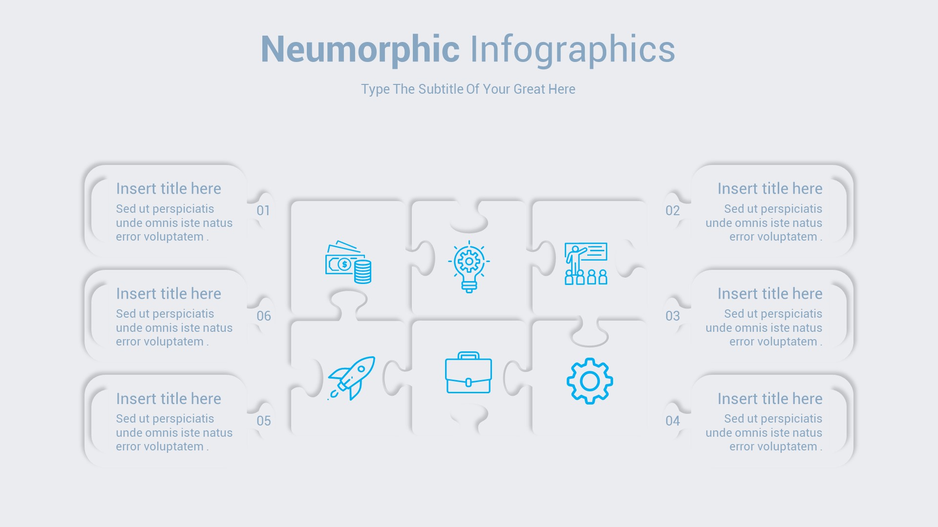 Neumorphic Infographics Google Slides Template, Presentation Templates