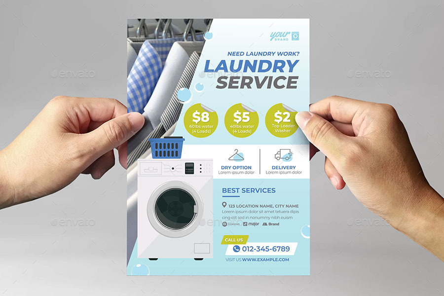 Laundry Flyer Template, Print Templates | GraphicRiver