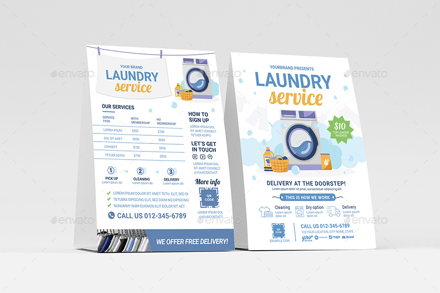 Laundry Service Flyer Template, Print Templates | GraphicRiver