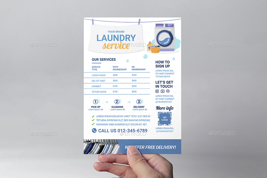 Laundry Service Flyer Template, Print Templates | GraphicRiver