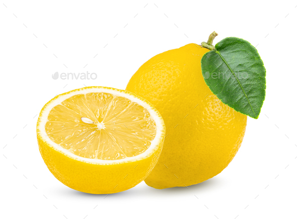 lemon with leaf isolated on white Stock Photo by spamas | PhotoDune