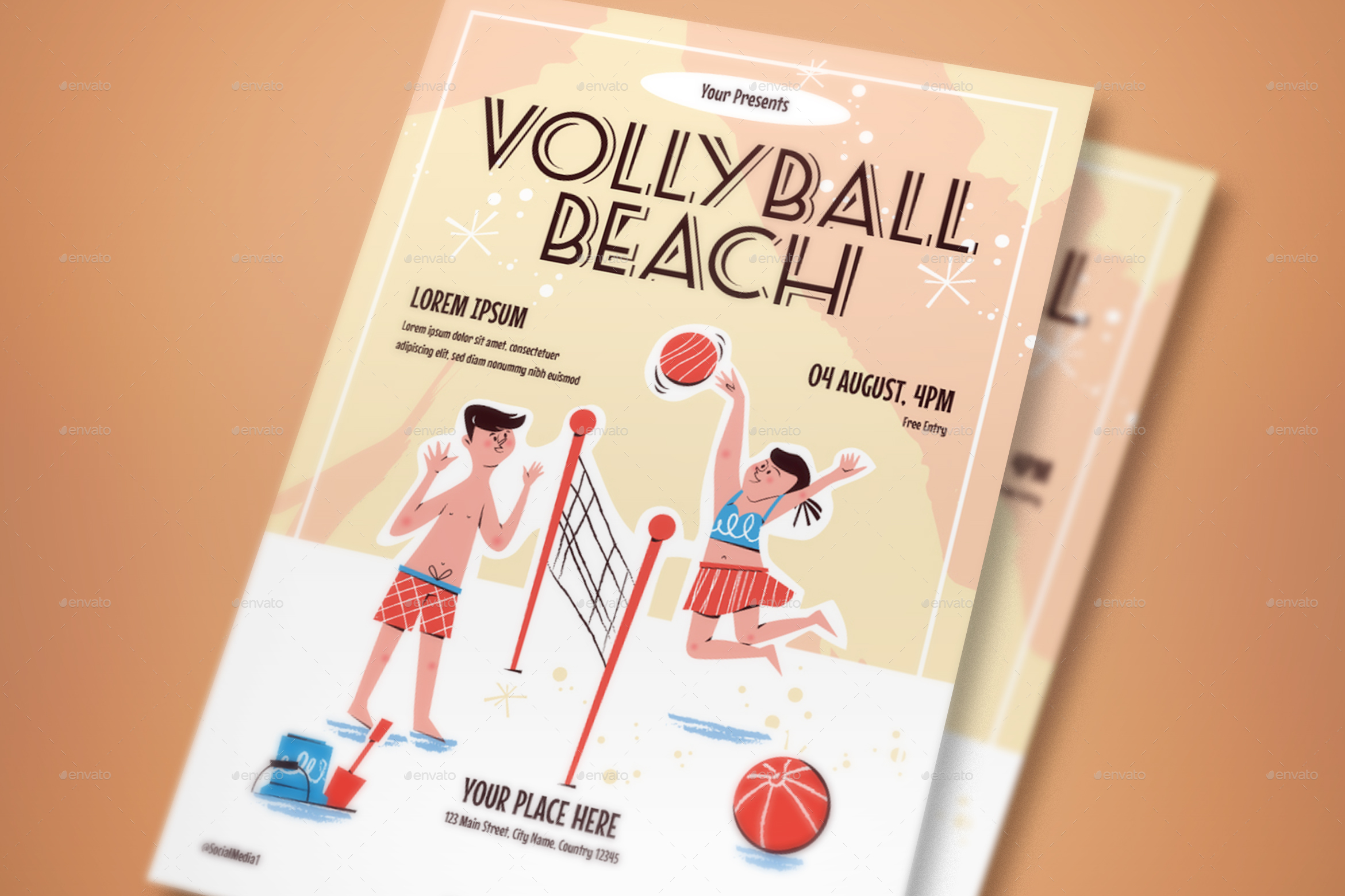 Volly Ball Beach Flyer Set, Print Templates | GraphicRiver