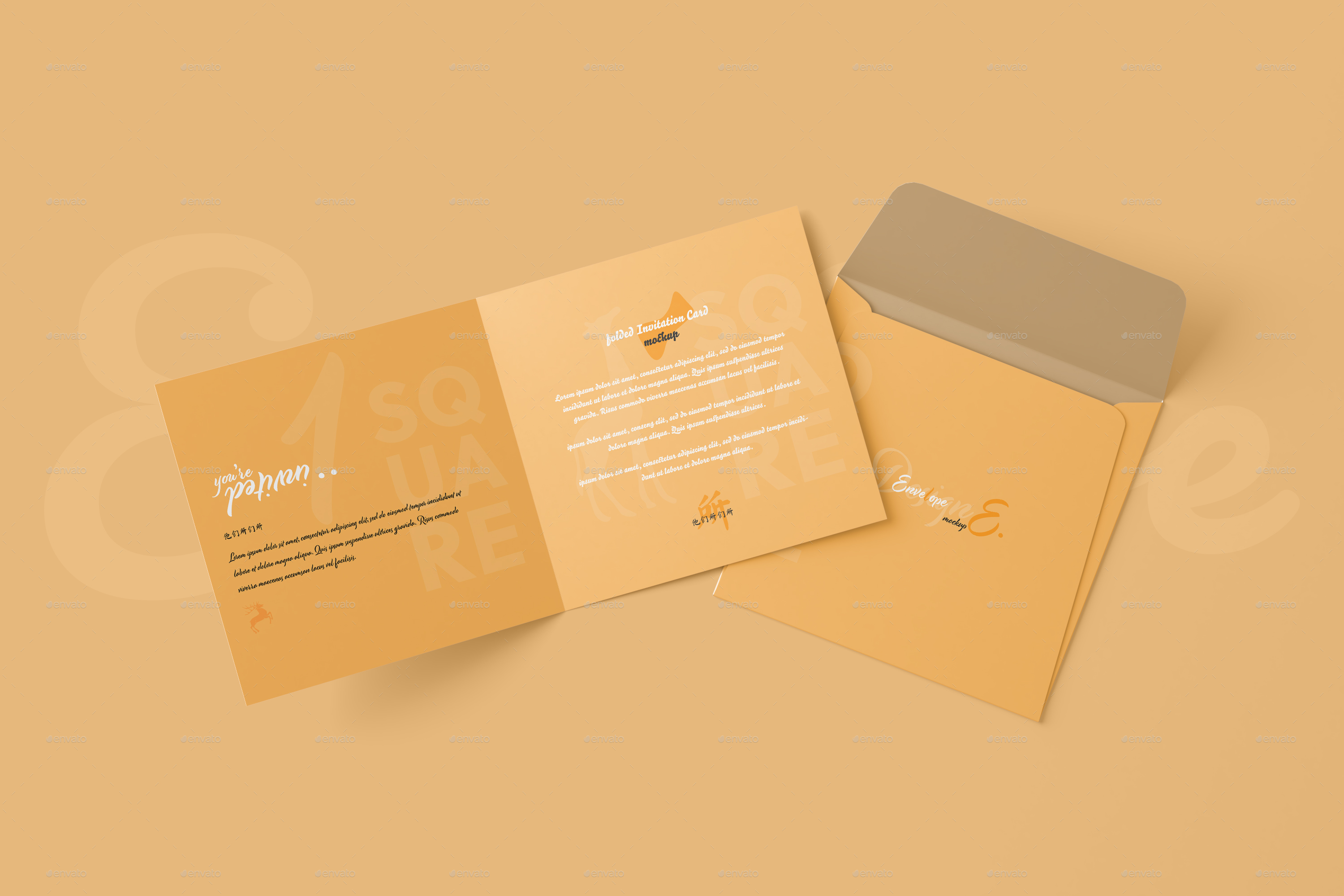 Square Folded Invitation Card Mockup, Graphics | GraphicRiver