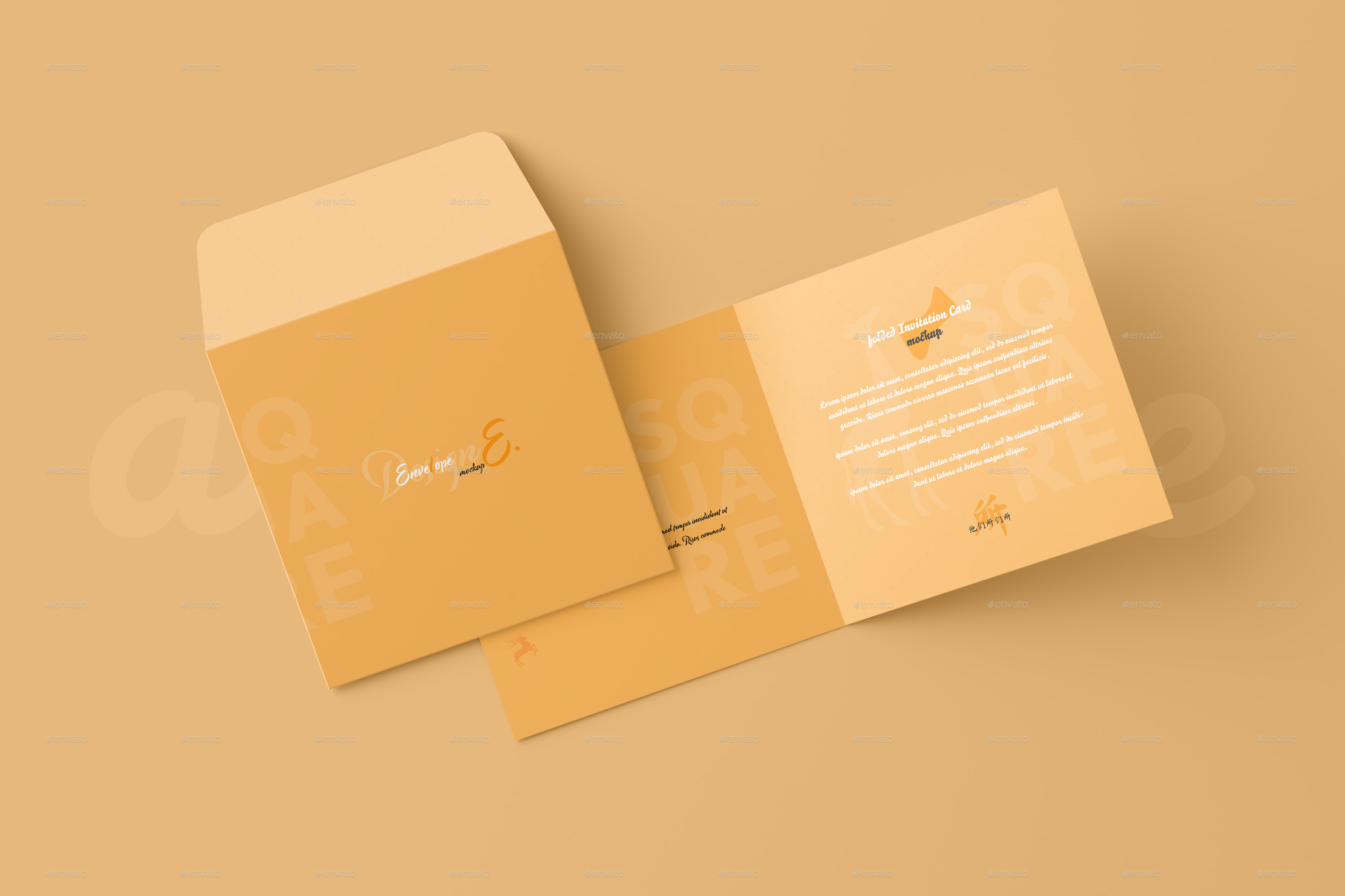 Square Folded Invitation Card Mockup, Graphics | GraphicRiver