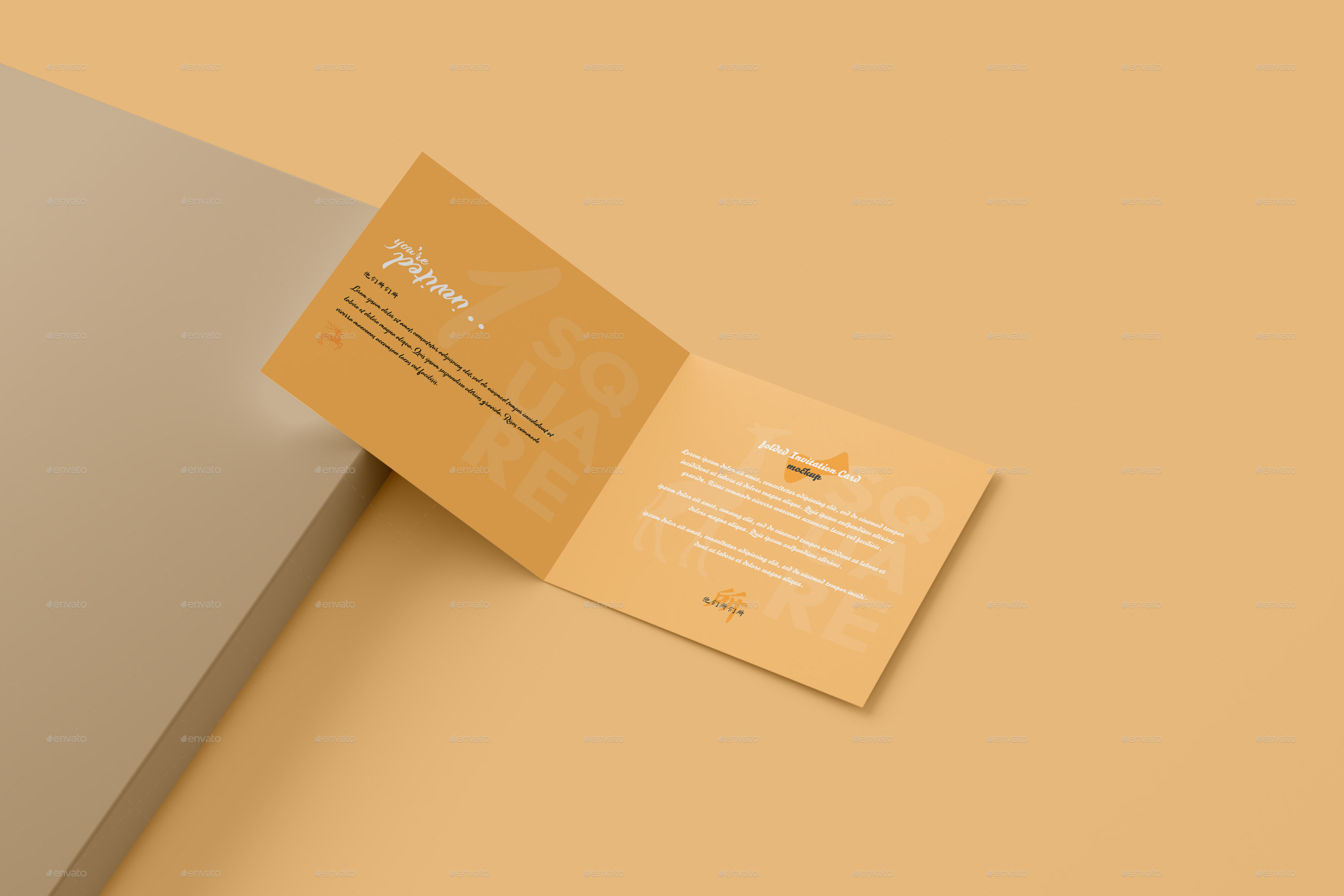 Square Folded Invitation Card Mockup, Graphics | GraphicRiver