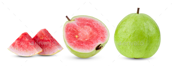 pink guava fruit isolated on white background Stock Photo by spamas