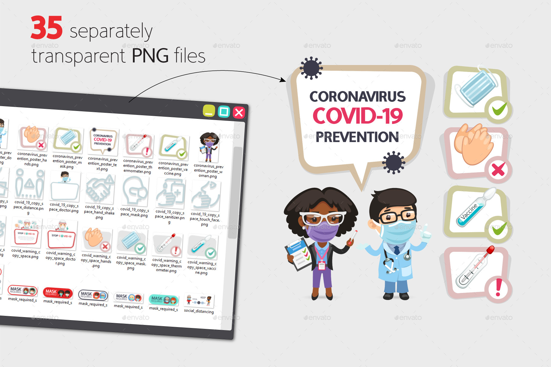 STOP CORONAVIRUS Posters Set, Vectors | GraphicRiver