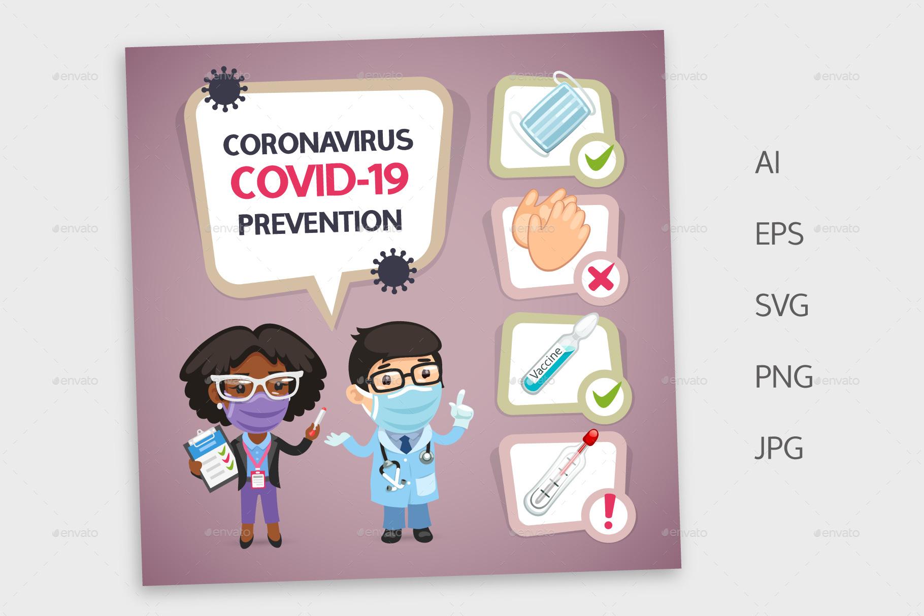 STOP CORONAVIRUS Posters Set, Vectors | GraphicRiver