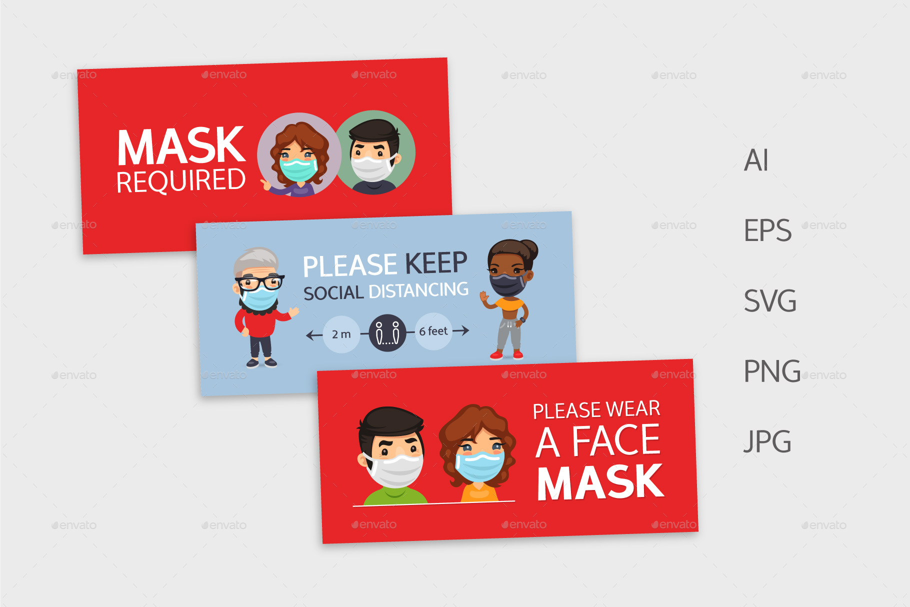 STOP CORONAVIRUS Posters Set, Vectors | GraphicRiver