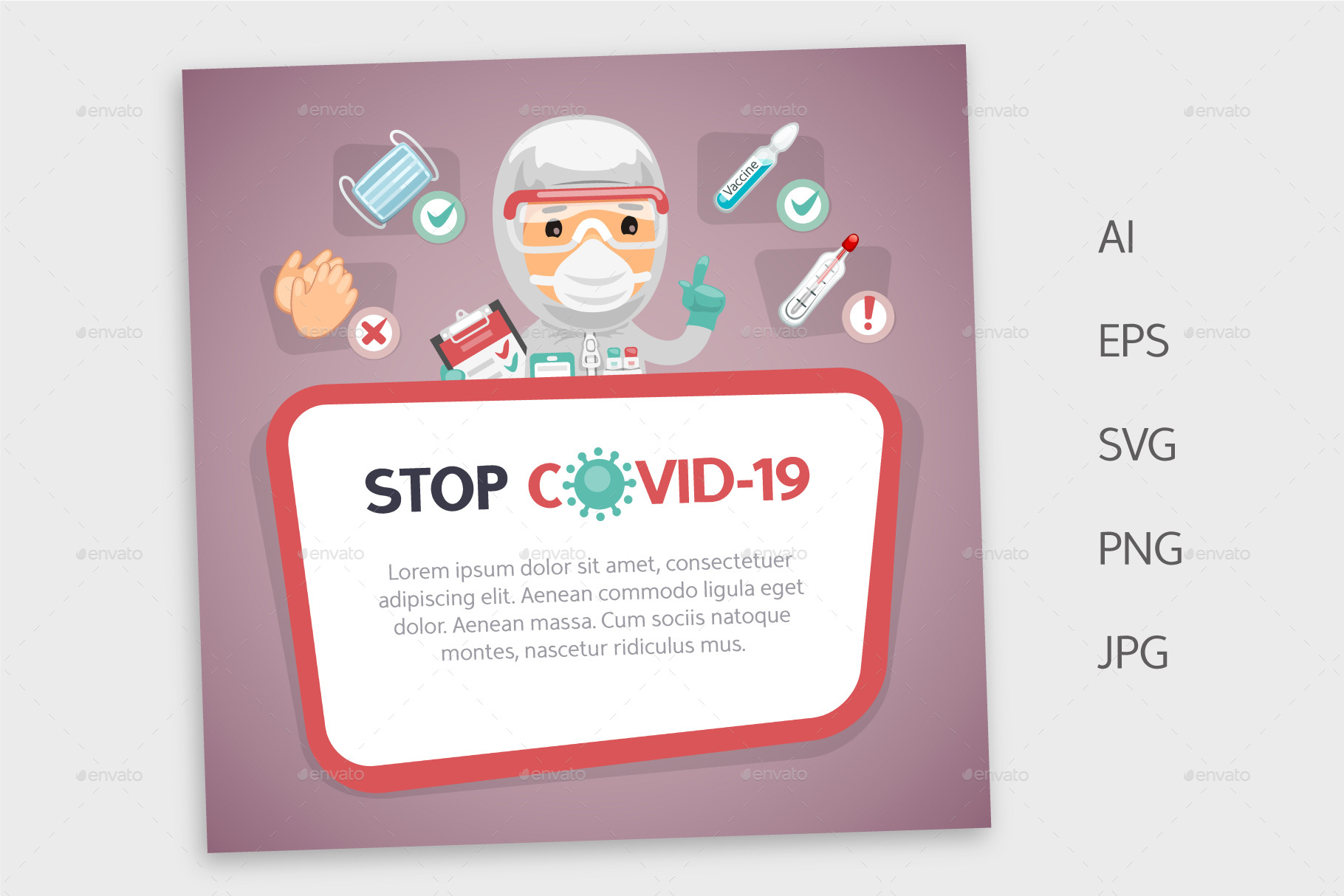 STOP CORONAVIRUS Posters Set, Vectors | GraphicRiver