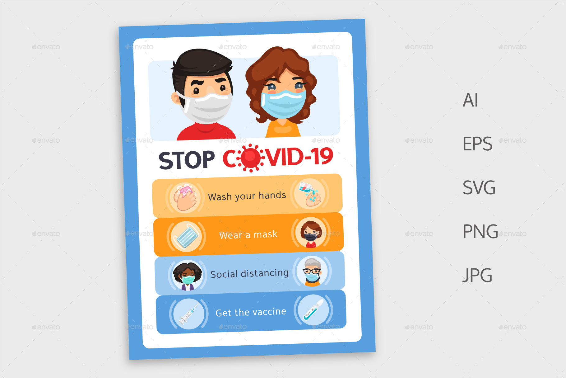 STOP CORONAVIRUS Posters Set, Vectors | GraphicRiver