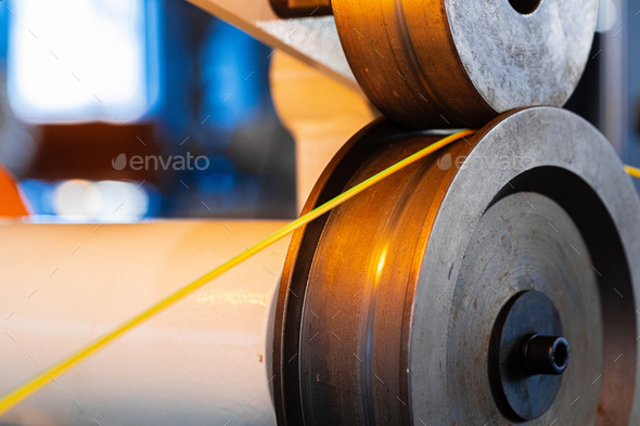 Close up of cable wire production in cable factory Stock Photo by ...