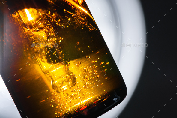 Close up photo of glass cosmetics container for oily texture Stock ...