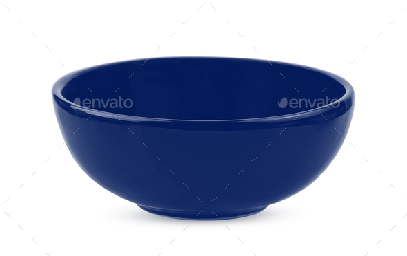 blue ceramic bowl isolated on white background Stock Photo by spamas