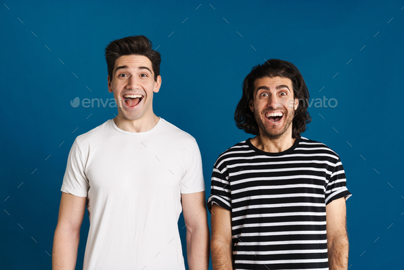 White excited two men exclaiming and looking at camera Stock Photo by ...