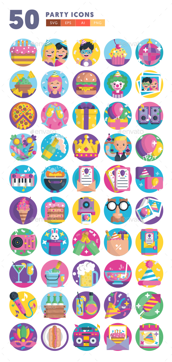 50 Party Icons, Vectors | GraphicRiver