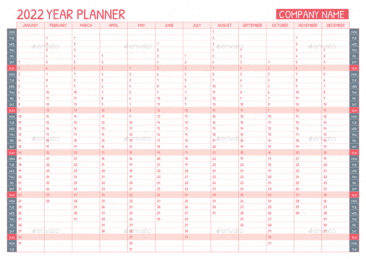 2022 Yearly Wall Planner by hoouse | GraphicRiver