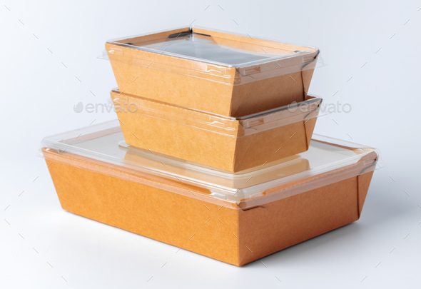 Cardboard brown food box pack isolated on white background Stock Photo ...