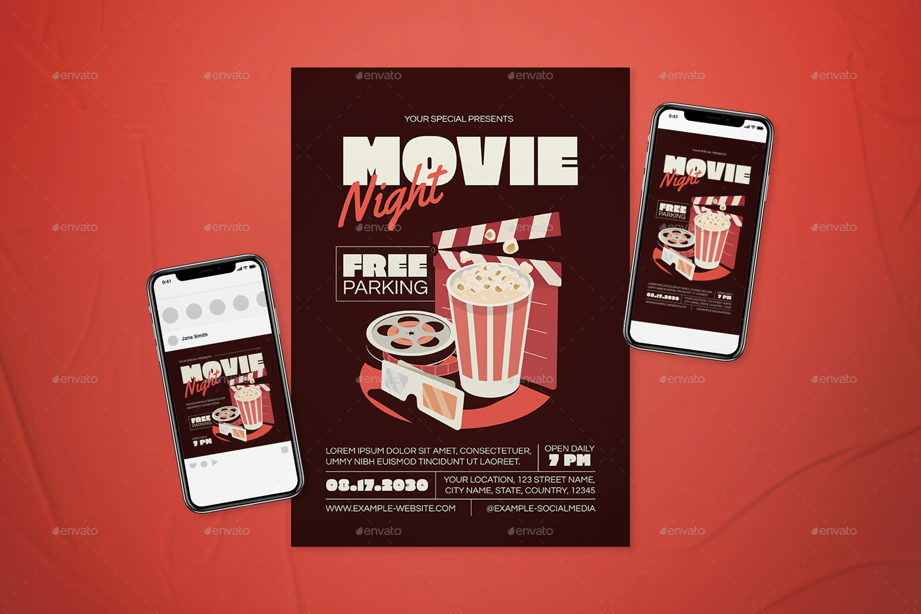 Movie Night Flyer Set, Print Templates | GraphicRiver