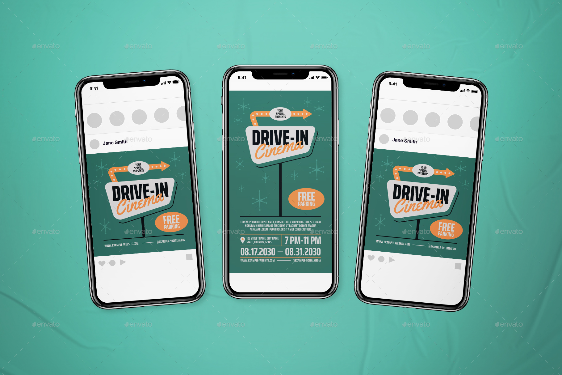 Drive-in Cinema Flyer Set, Print Templates | GraphicRiver