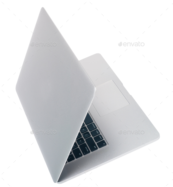 Open laptop on white background top view side view isolate Stock Photo ...