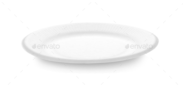 white paper plate isolated on white background Stock Photo by spamas