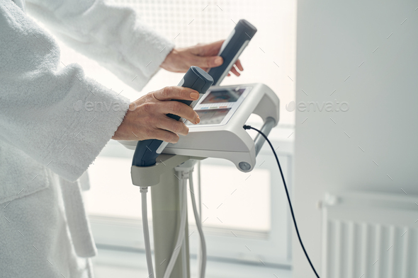 Modern body measurement instrument in clinic chamber Stock Photo by ...