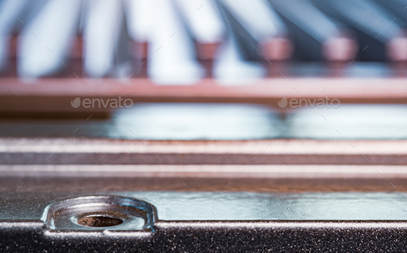 Fluted metal surface with bolt hole Stock Photo by YouraPechkin | PhotoDune