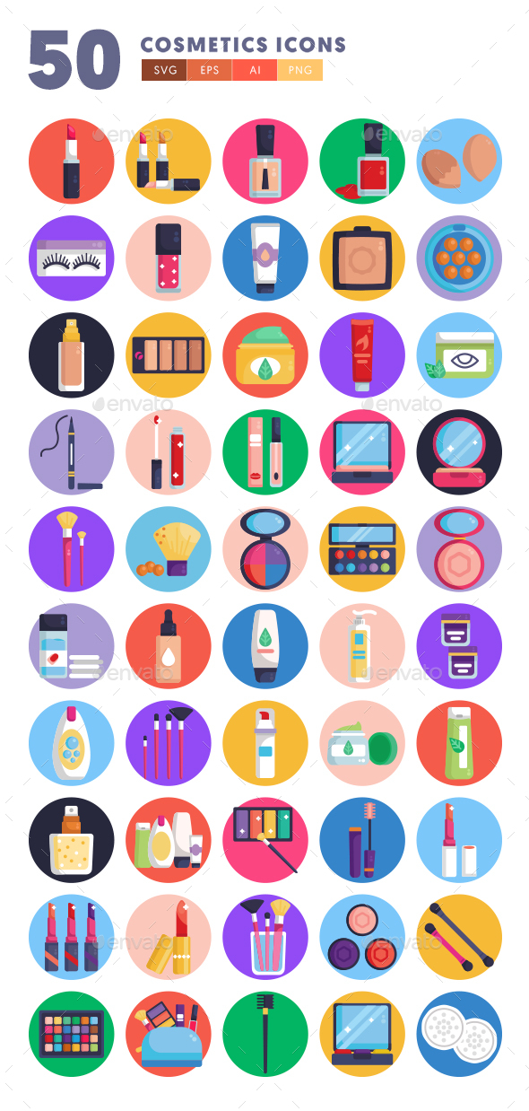 50 Cosmetics Icons, Vectors | GraphicRiver