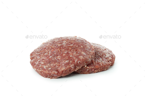 Tasty burger meat isolated on white background Stock Photo by AtlasComposer