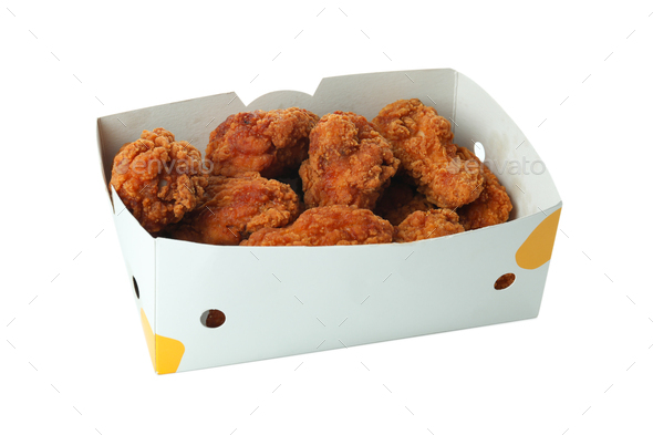 Box with nuggets isolated on white background Stock Photo by AtlasComposer