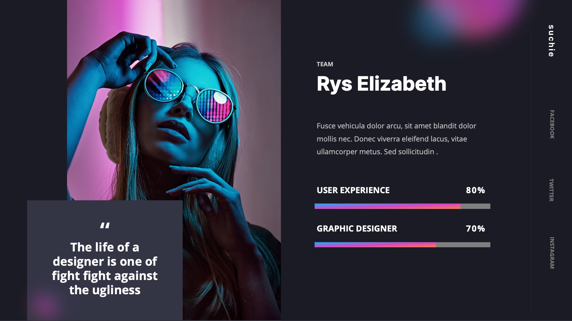 Suchie - Dark Gradient Theme Google Slides Template, Presentation Templates