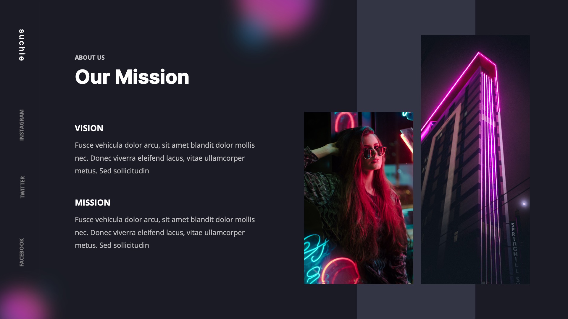 Suchie - Dark Gradient Theme Google Slides Template, Presentation Templates