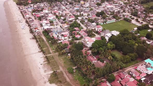Olon Beach, Ecuador - Aerial Shot Of A Calm Sea and Different Buildings ...