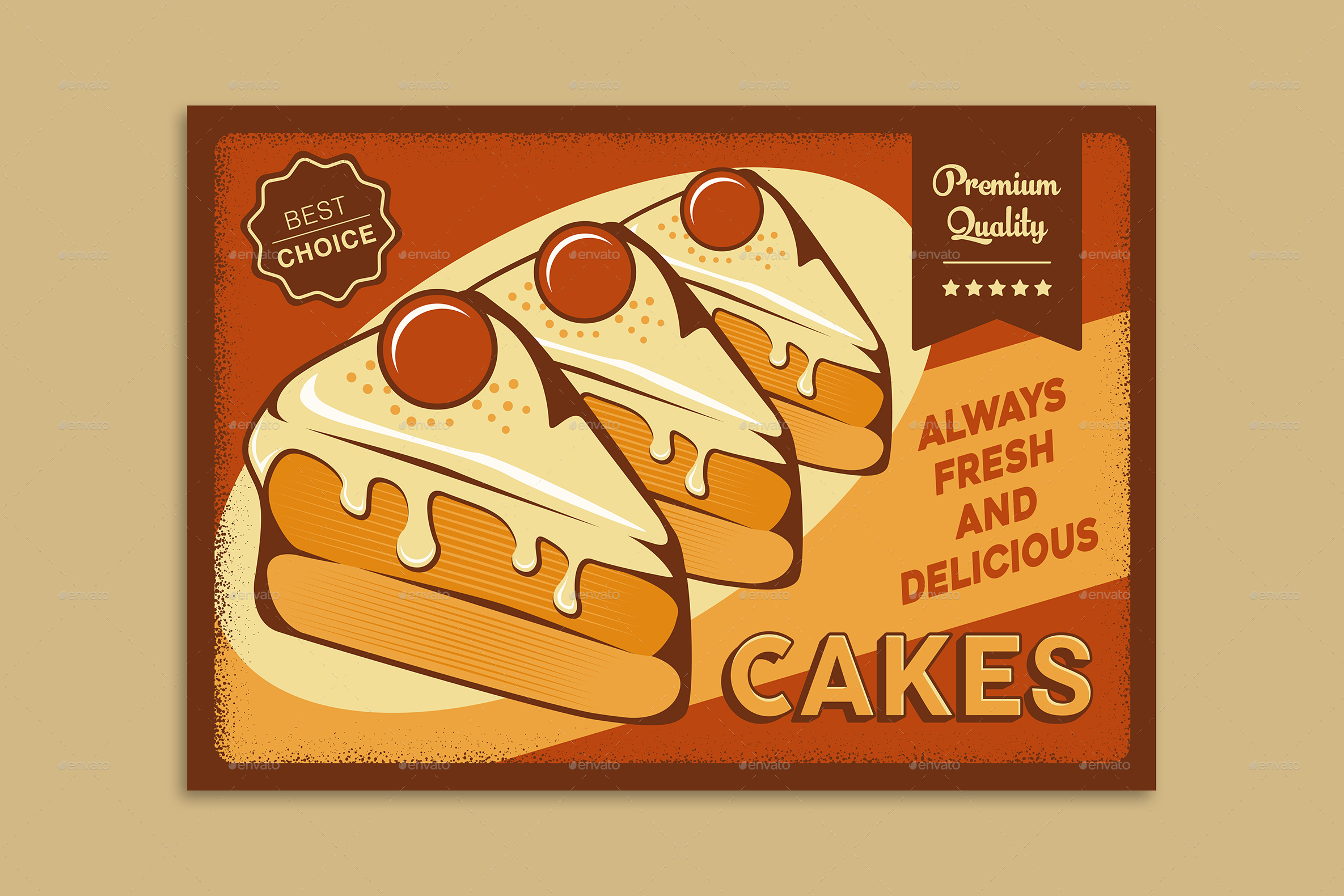 Retro Rustic Cake Poster, Vectors | GraphicRiver