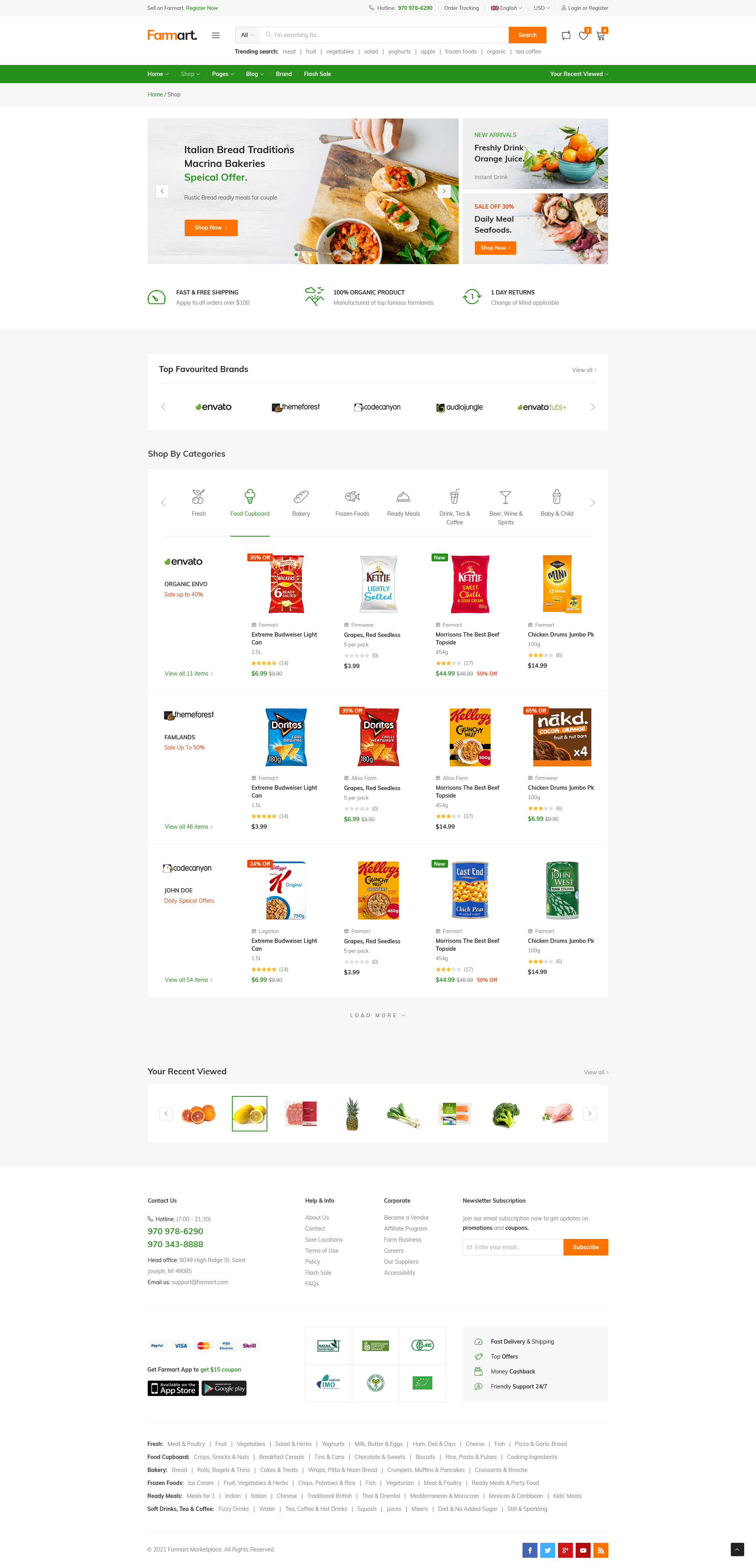 Farmart - Organic & Grocery Marketplace eCommerce PSD Template by LoganDang