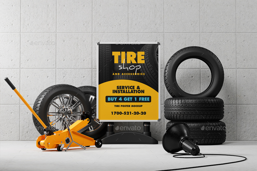 Tire Shop Poster Mockup, Graphics | GraphicRiver