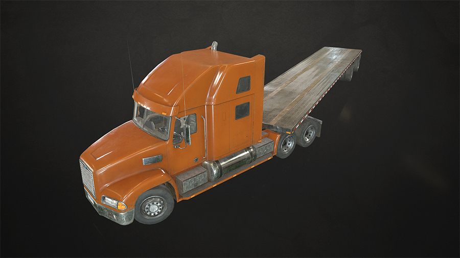 Semi Truck Flatbed Trailer - Low Poly by MSWoodvine | 3DOcean