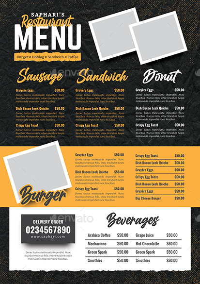 Black Menu Template, Print Templates | GraphicRiver