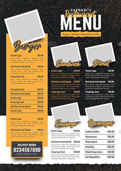 Black Menu Template, Print Templates | GraphicRiver