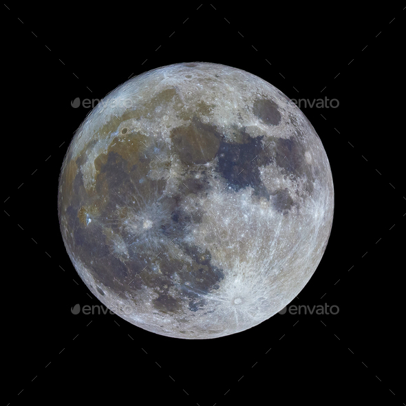 Full Moon with natural colors in the night sky Stock Photo by NevenKrcmarek