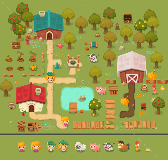 Field Assets - Top Down, Game Assets | GraphicRiver