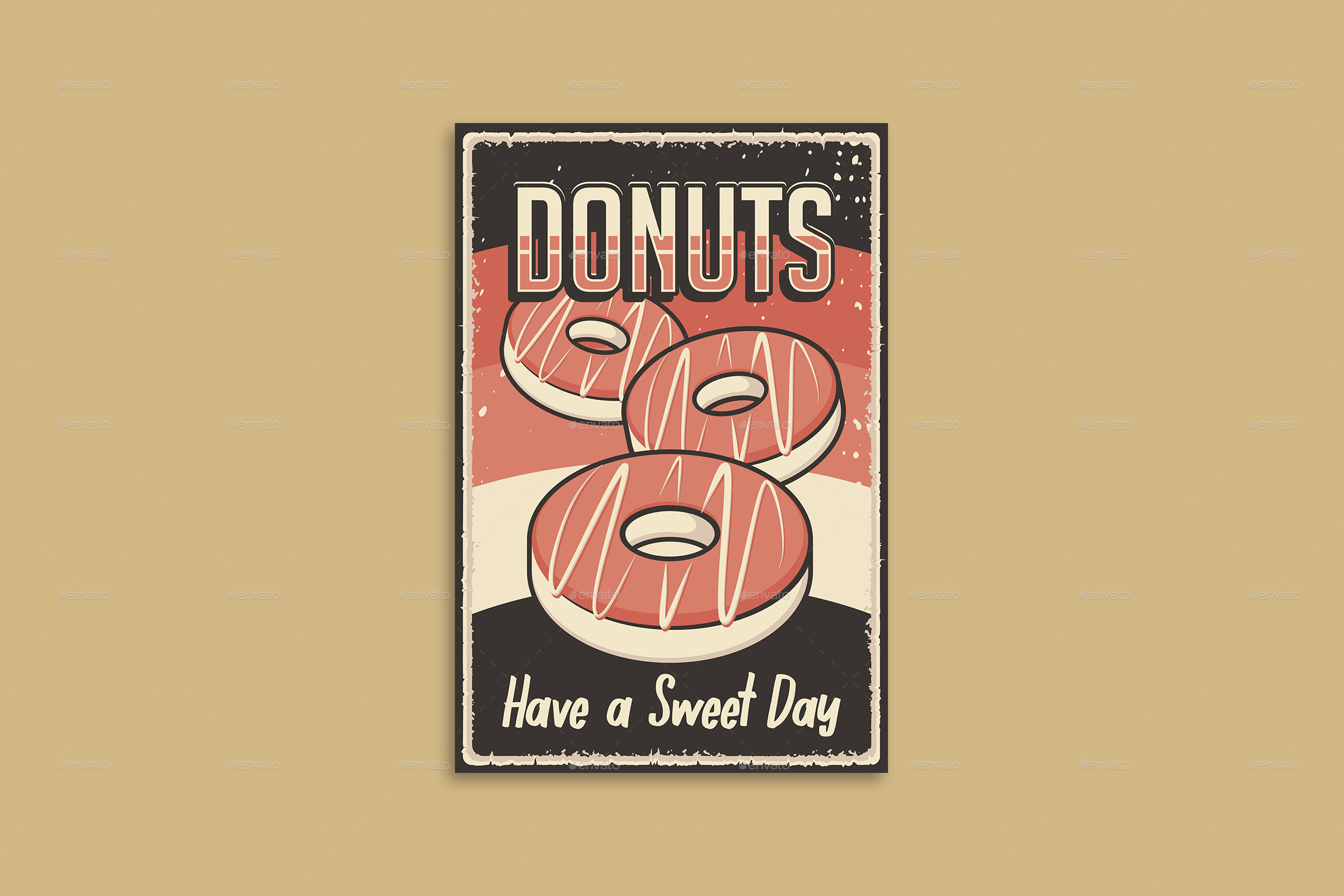 Retro Rustic Doughnuts Poster, Vectors | GraphicRiver