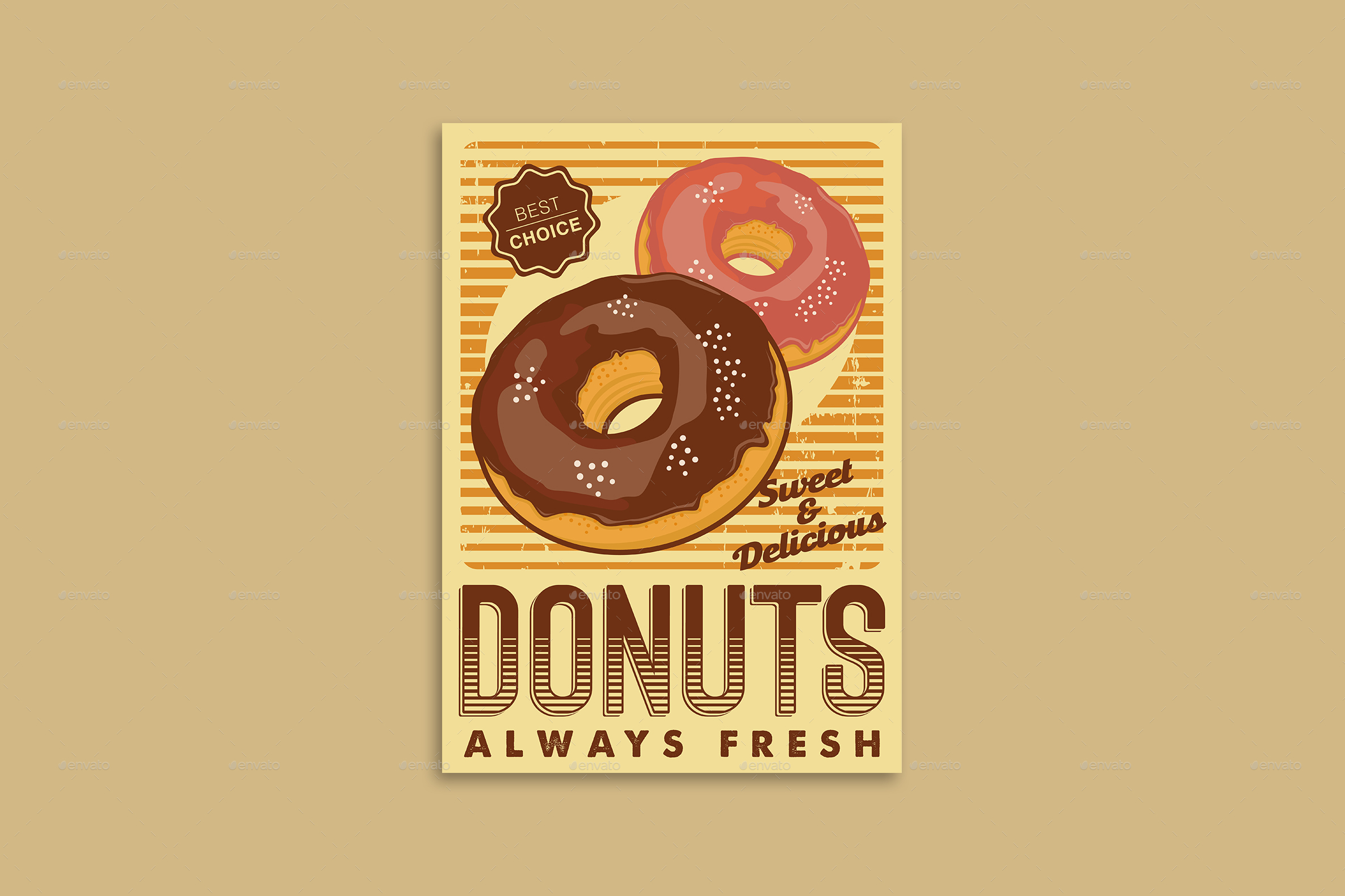 Retro Rustic Doughnuts Poster, Vectors | GraphicRiver