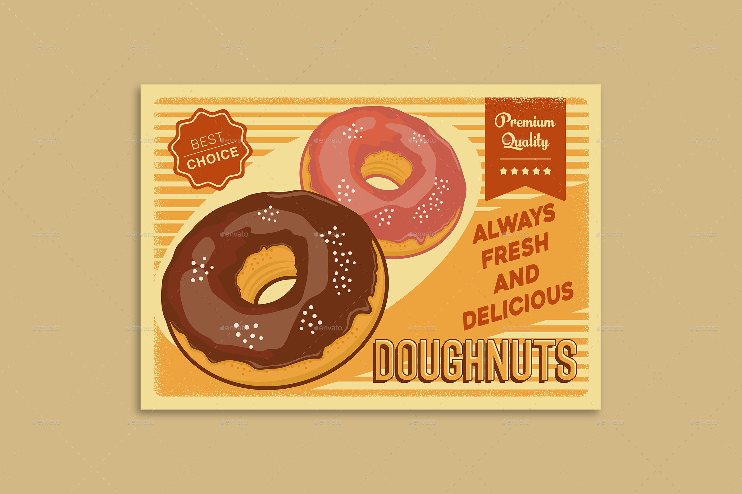 Retro Rustic Doughnuts Poster, Vectors | GraphicRiver